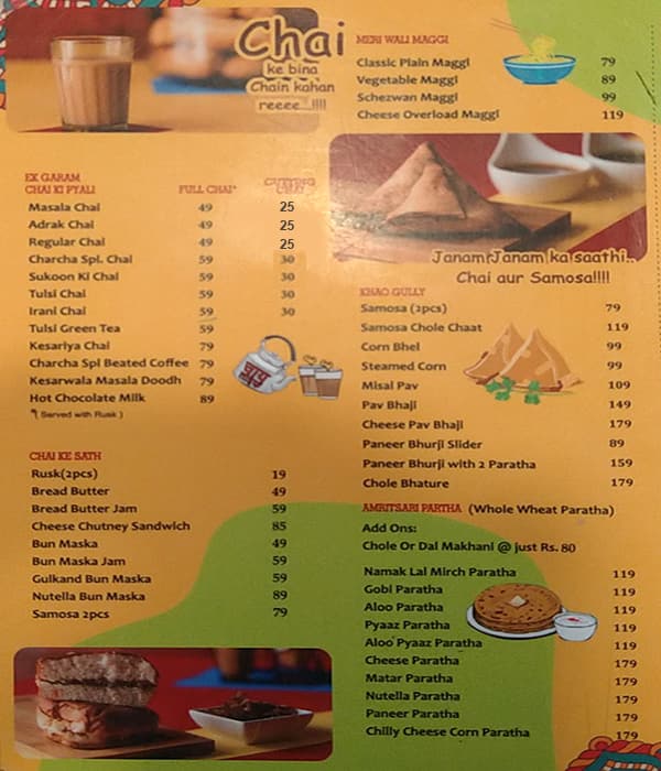 Menu of Chai Pe Charcha, Powai, Mumbai
