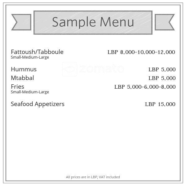 Salim Sur Mer Menu, Menu for Salim Sur Mer, Anfeh, Koura - Zomato Lebanon