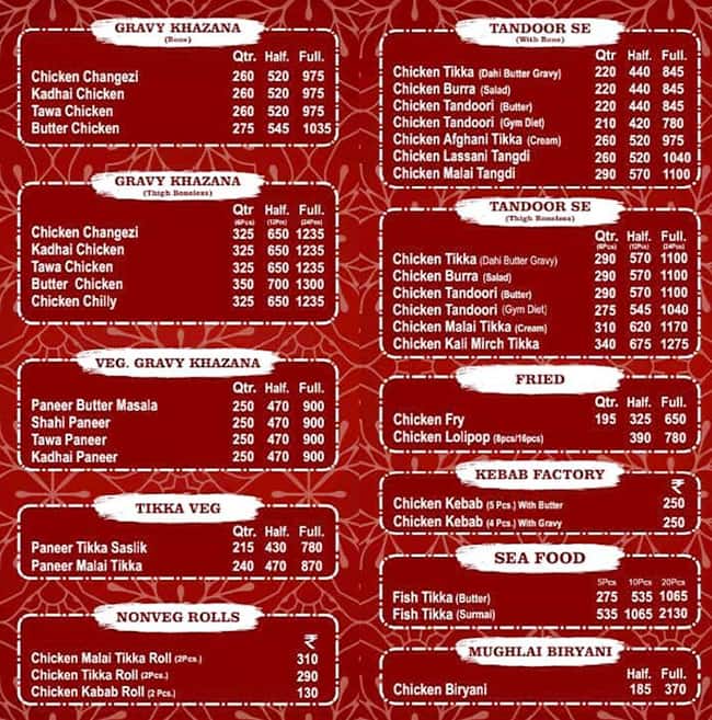 Menu at Al-Yamin, Delhi, a
