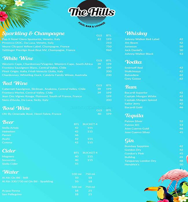 Menu of The Hills - Pool Bar and Lounge, DAMAC Hills, Dubai
