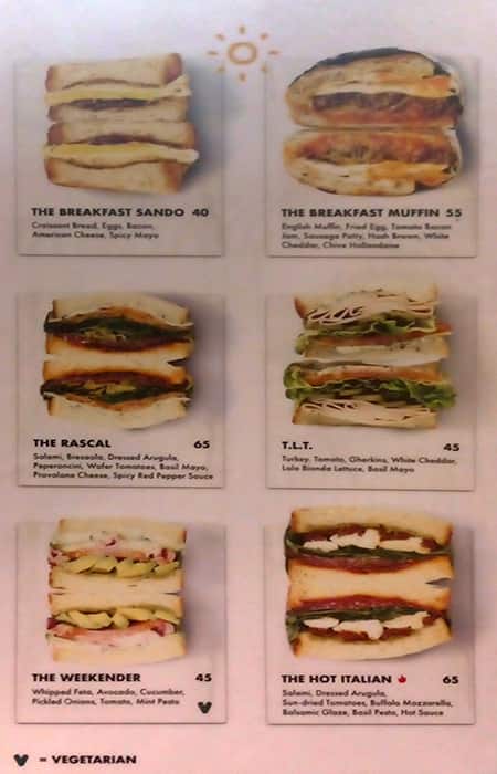 Menu of Rascals, Al Safa, Dubai