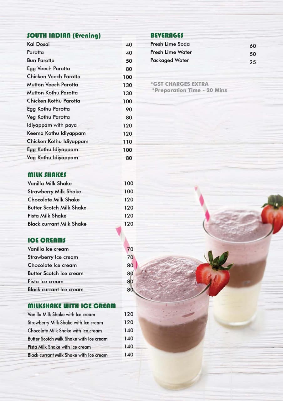 Menu at Raaju Sri Rayappas Restaurant, Coimbatore, Singapore Plaza