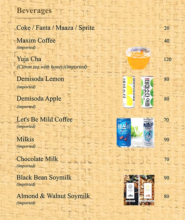 Menu at Busan Korean Restaurant, New Delhi, Majnu Ka Tilla 110054