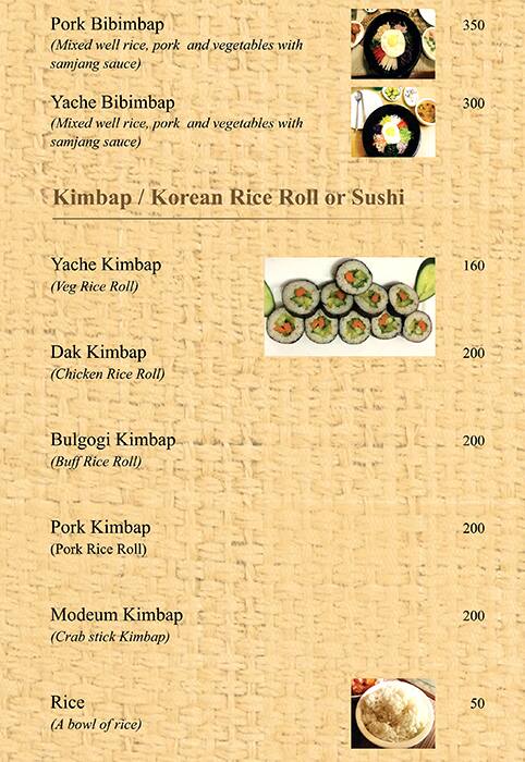 Menu at Busan Korean Restaurant, New Delhi, Majnu Ka Tilla 110054