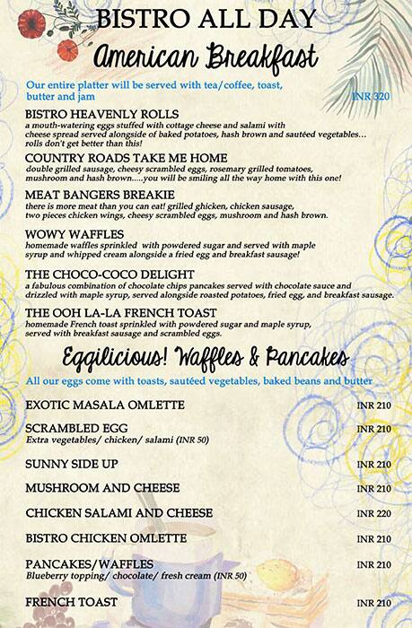 Menu of Bistro Claytopia, Koramangala 1st Block, Bangalore