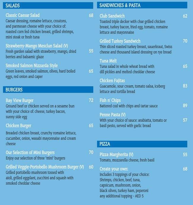 Bay View - Beach Rotana Menu, Menu for Bay View - Beach Rotana, Tourist ...