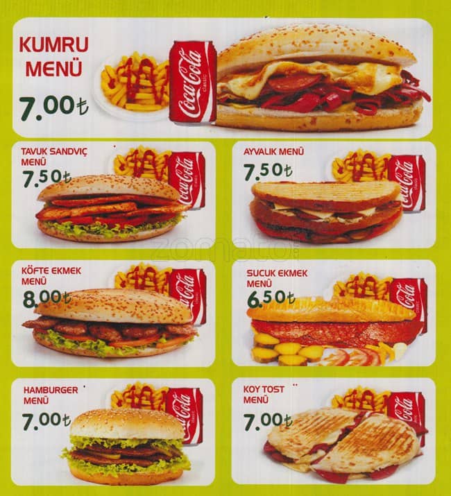 Menu at Belize, Ankara