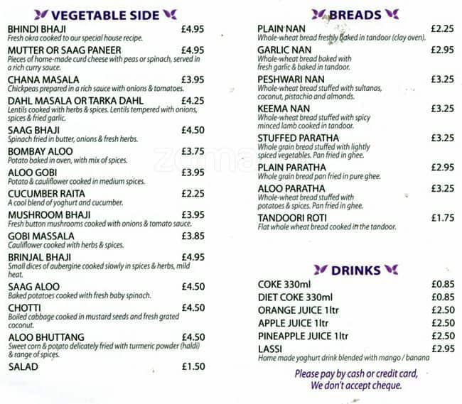 Menu at Kipling Indian Restaurant Ltd, London, 2 North Hill