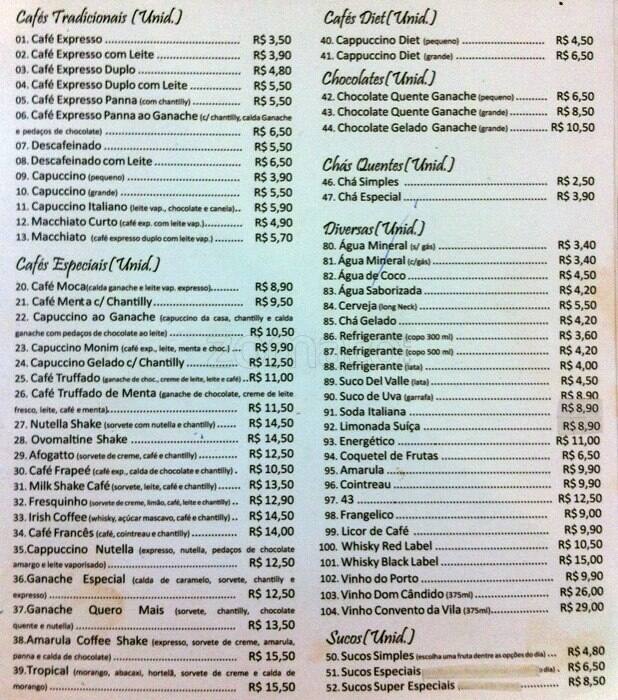 Menu em Ganache café, Salvador, Salvador Norte Shopping - Piso 2