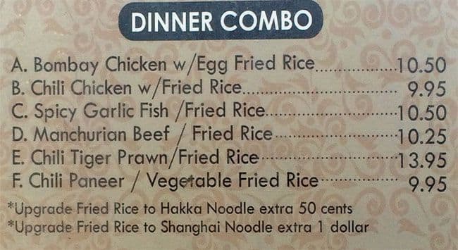 Menu at Super Hakka restaurant, Toronto