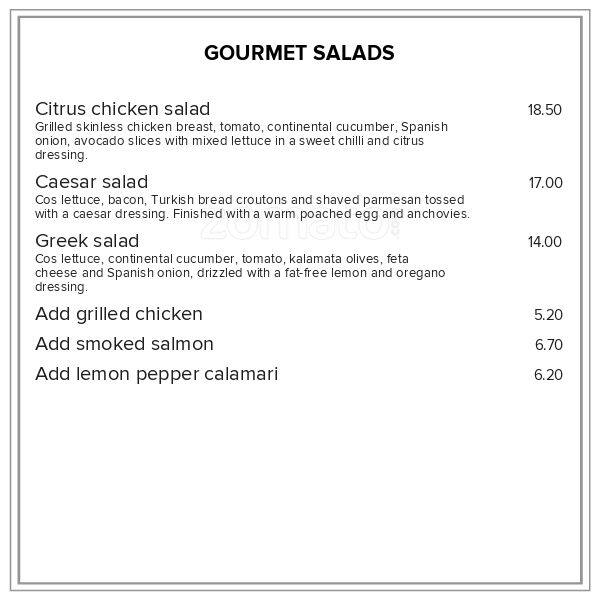 Menu at The Coffee Club, Tauranga, 10 Girven Road