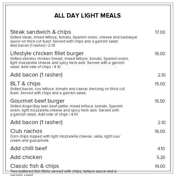 Menu at The Coffee Club, Tauranga, 10 Girven Road