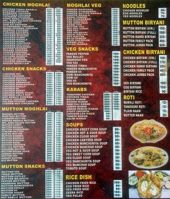 King's Palace Menu, Menu for King's Palace, Amberpet, Hyderabad - Zomato
