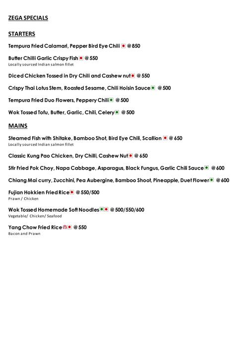 Menu at Feast - Sheraton, Hyderabad