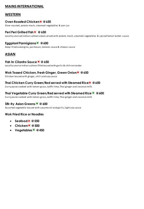 Menu at Feast - Sheraton, Hyderabad