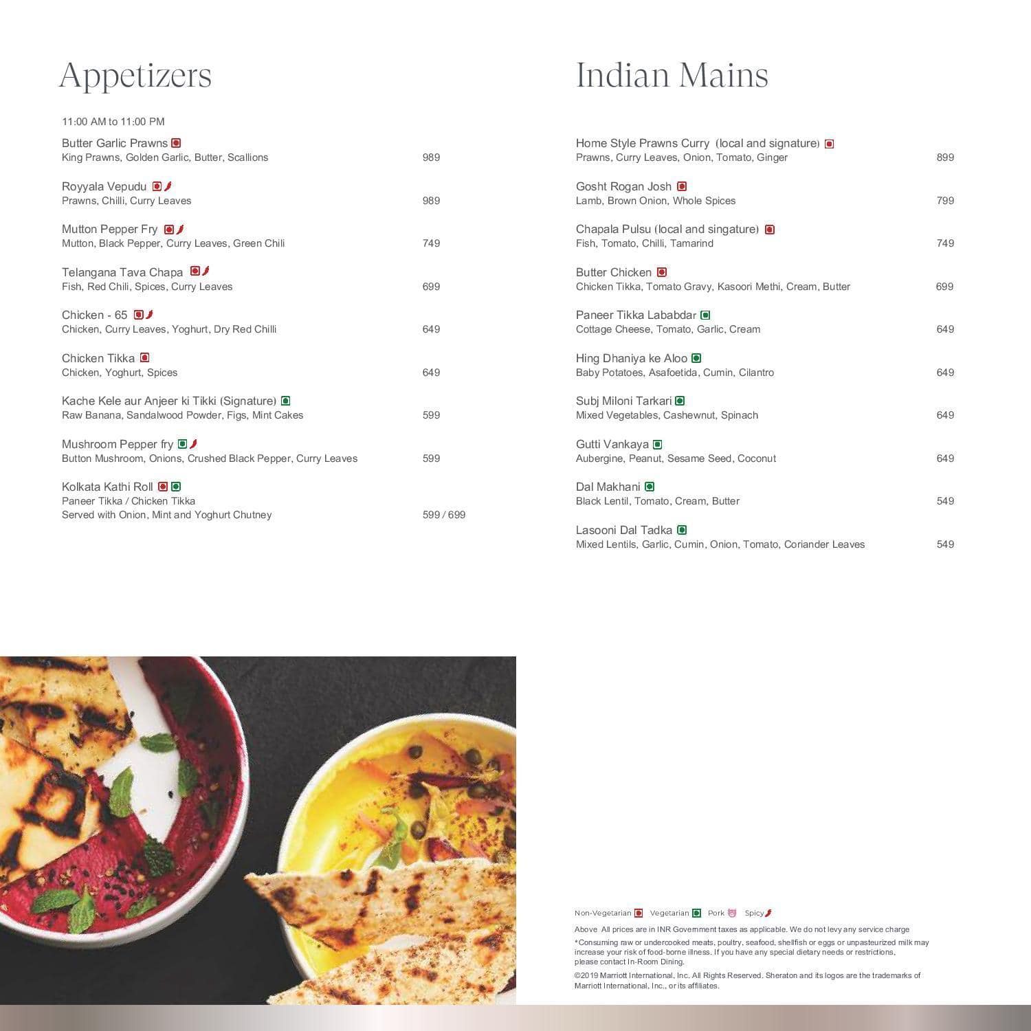 Menu at Feast - Sheraton, Hyderabad