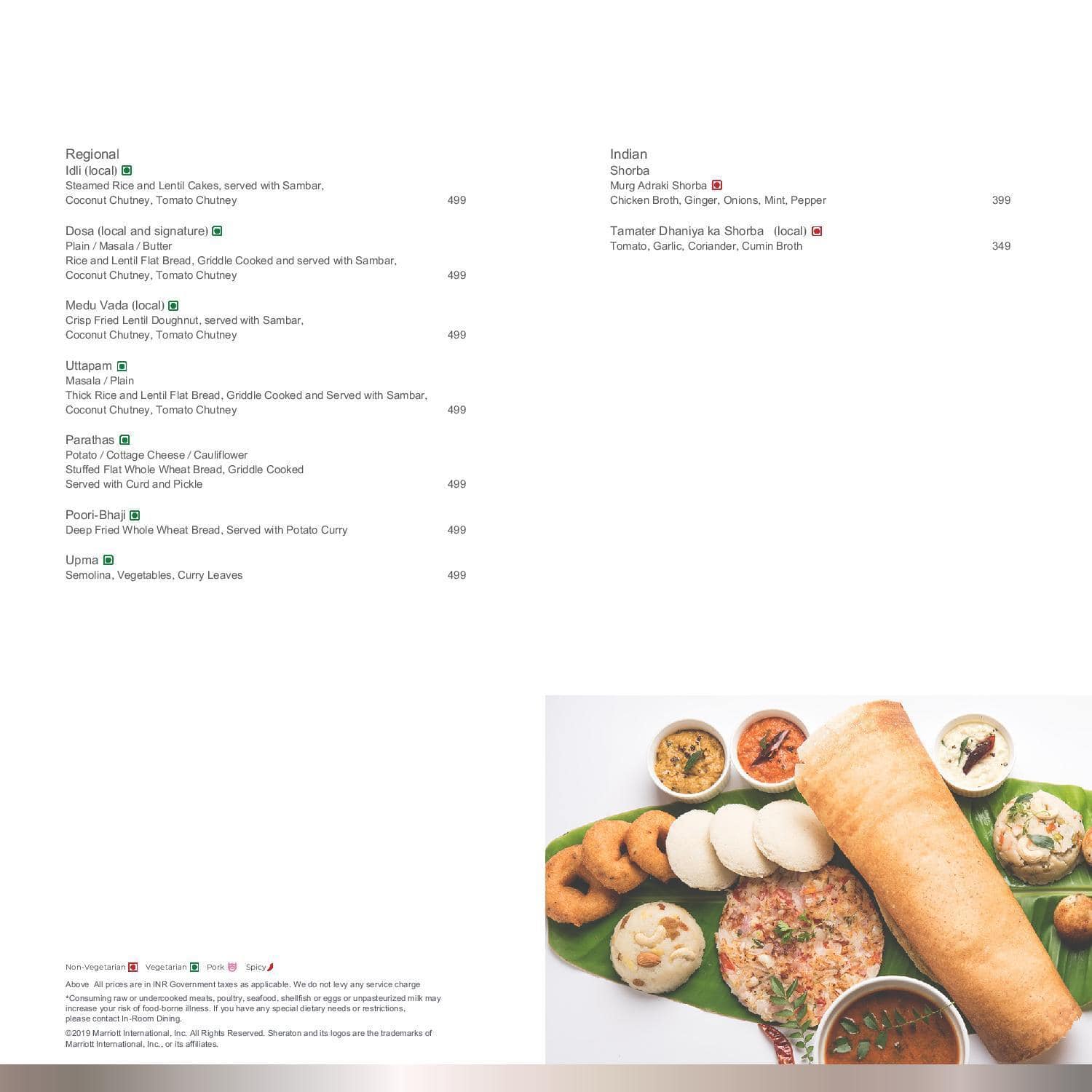 Menu at Feast - Sheraton, Hyderabad