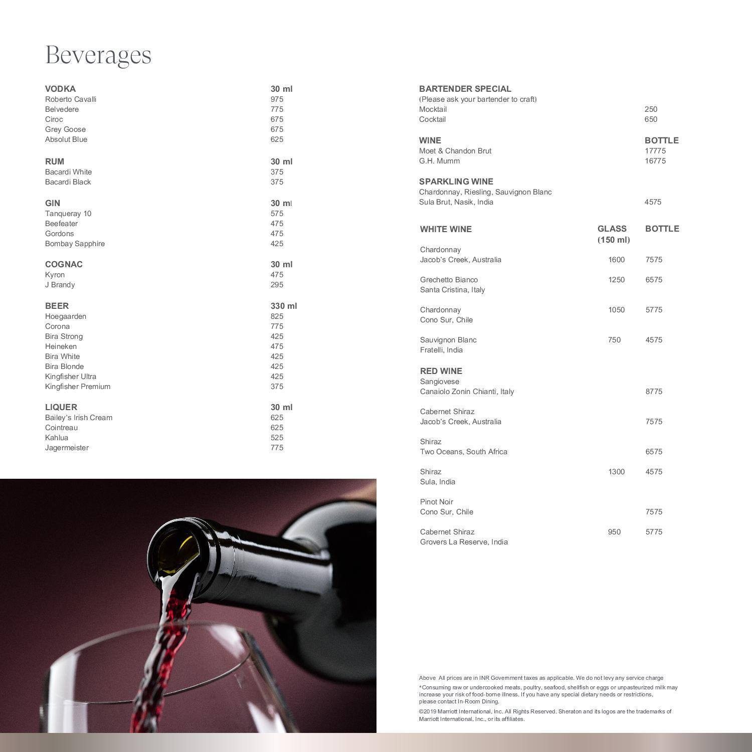 Menu at Feast - Sheraton, Hyderabad