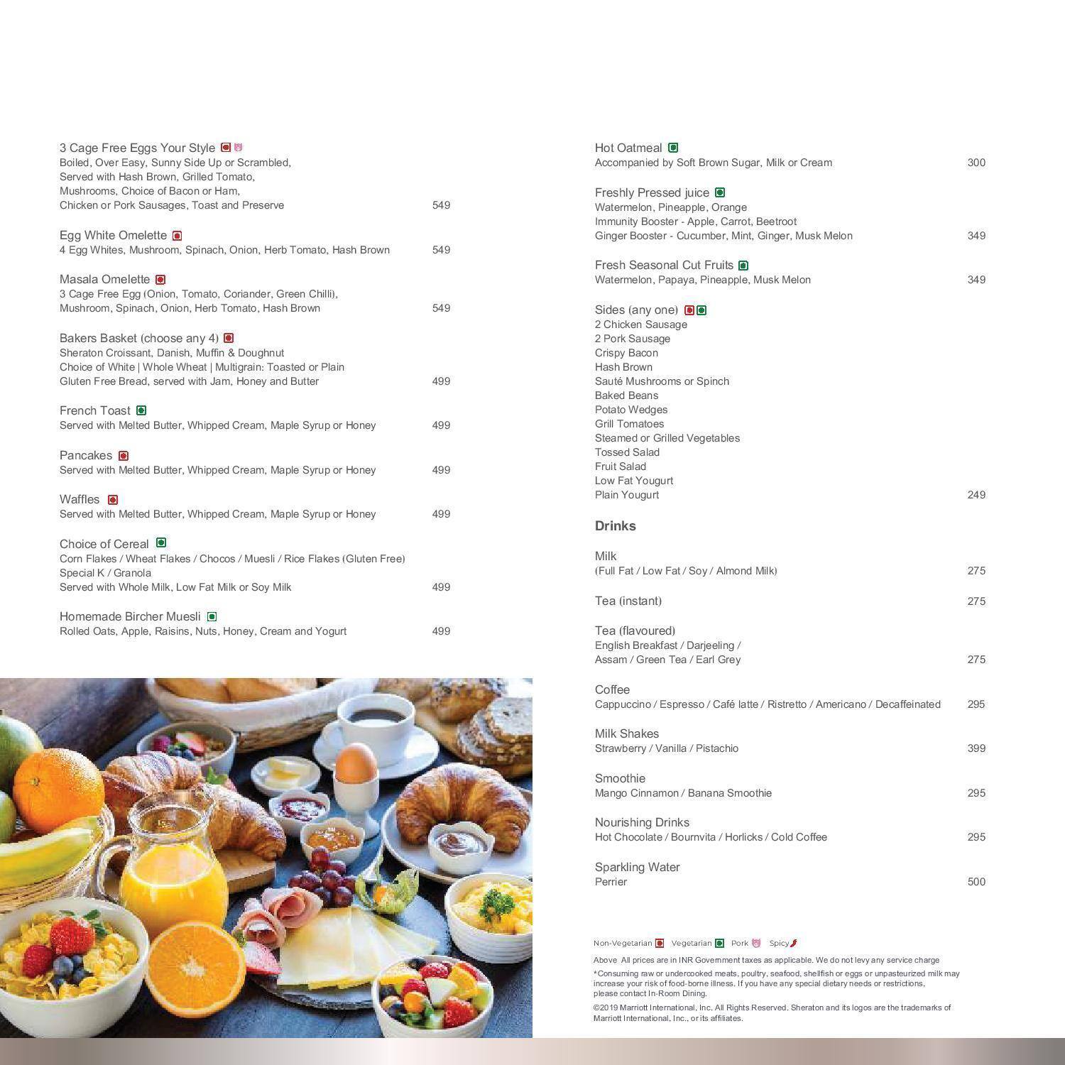 Menu at Feast - Sheraton, Hyderabad