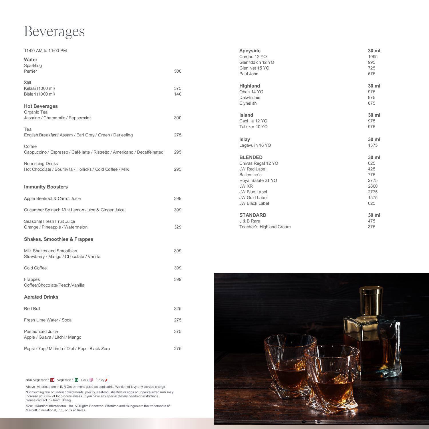 Menu at Feast - Sheraton, Hyderabad