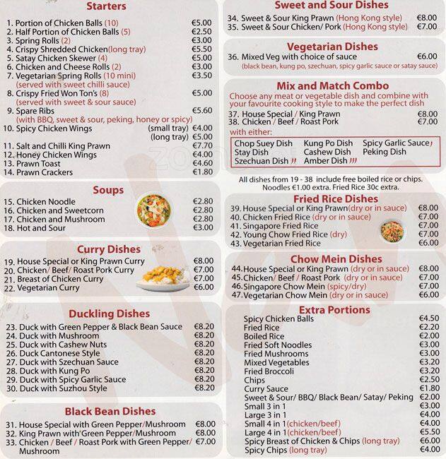 Menu at Nan's pizzeria, Dublin, Applewood Main Street