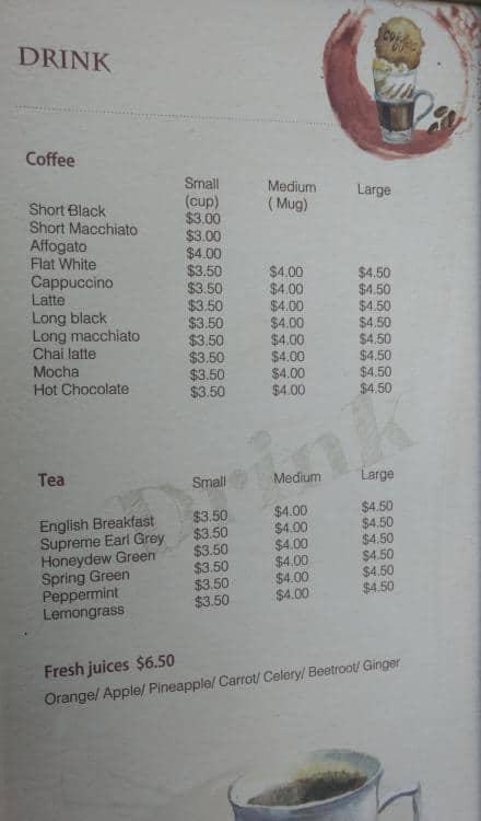 Menu at Harvest HQ pub & bar, Brisbane City