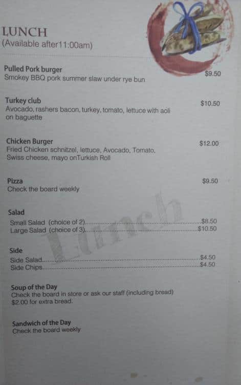 Menu at Harvest HQ pub & bar, Brisbane City
