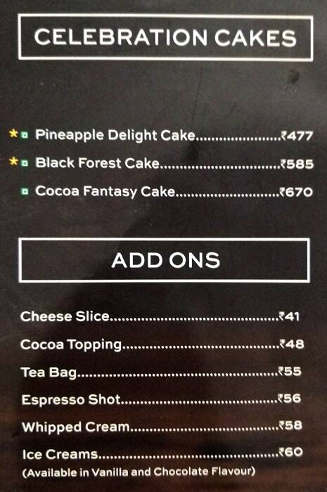 Menu at Cafe Coffee Day, Gurugram, Huda City Center Metro Station