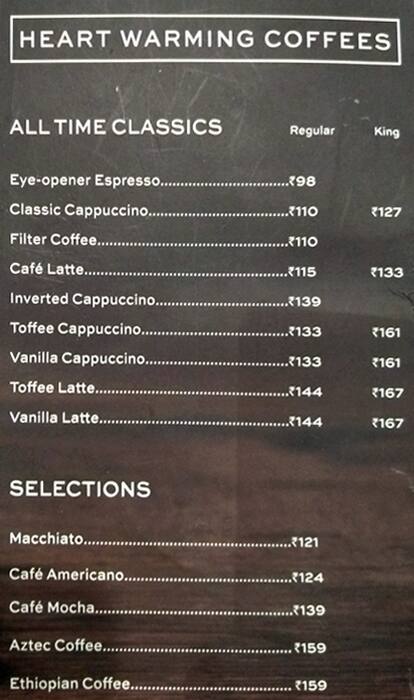 Menu at Cafe Coffee Day, Gurugram, Huda City Center Metro Station