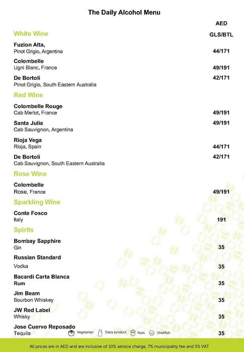 Menu of The Daily - Rove Dubai Marina, Dubai Marina, Dubai