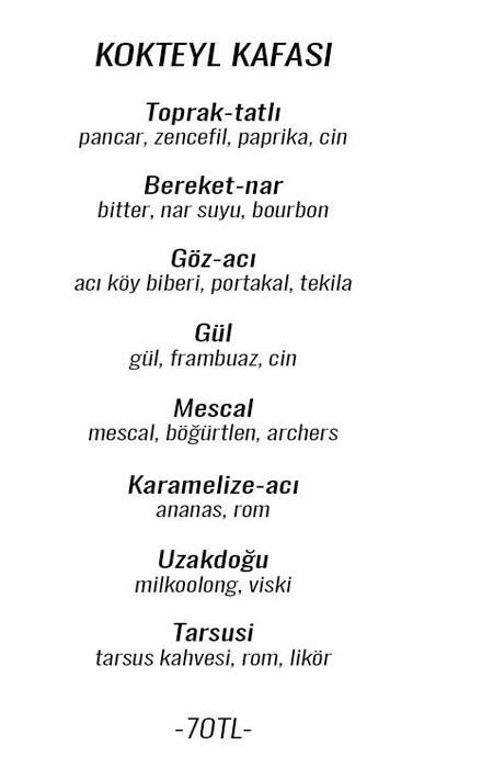 Menu at Alaf, Istanbul, Kuruçeşme Cd. No:19