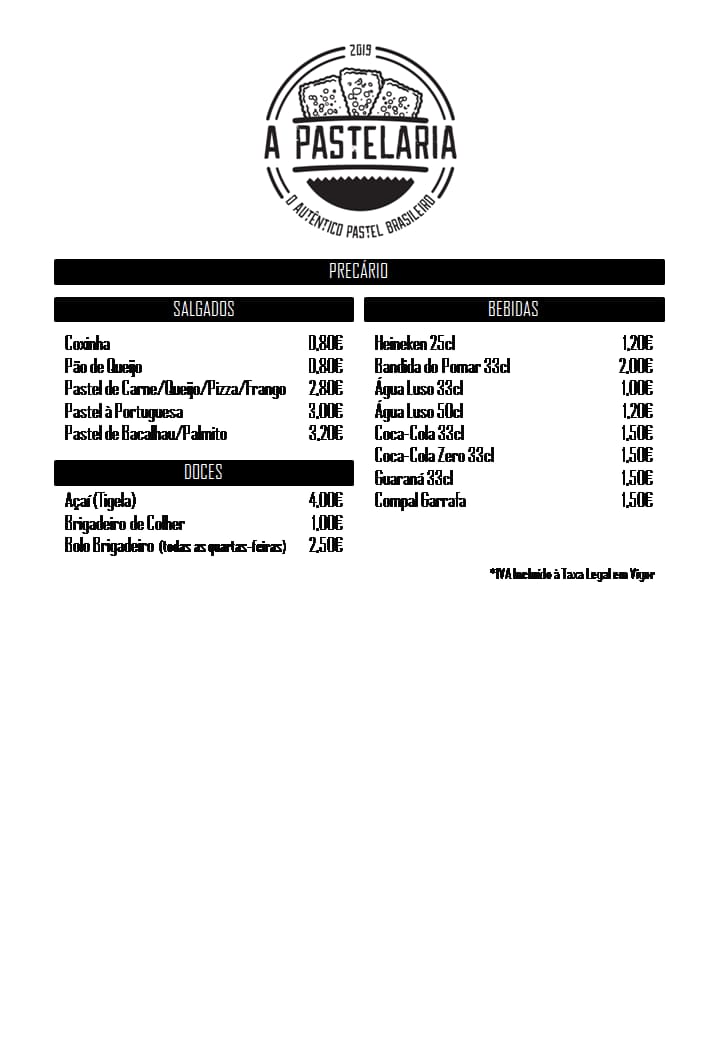 Menu em A Pastelaria restaurante, Lisboa