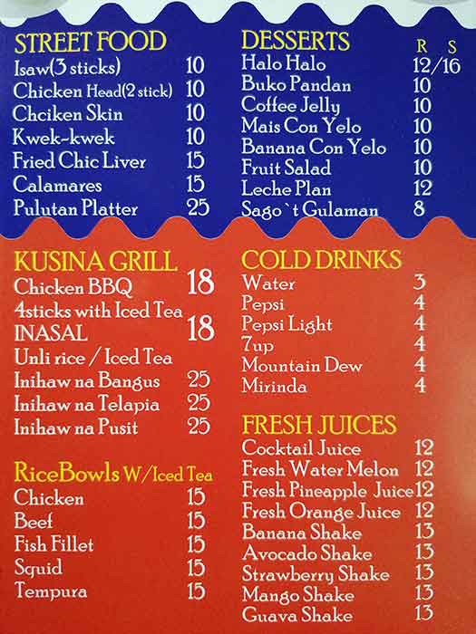 Menu at Pinoy Kusina Restaurant LLC, Abu Dhabi