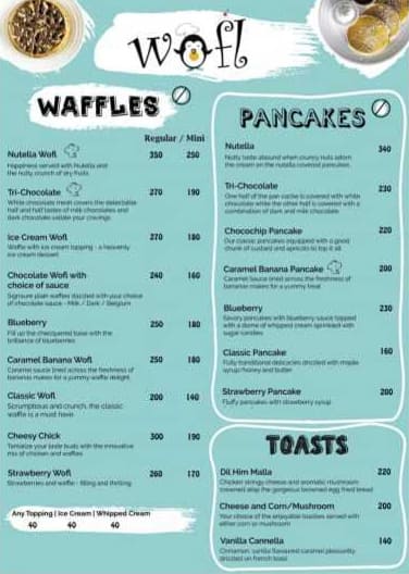 Menu of WOFL, Tarnaka, Hyderabad