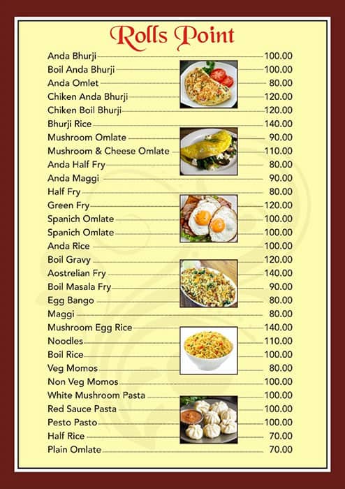 Menu of Rolls Point, Aundh, Pune
