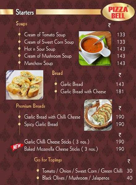 Menu of Pizza Bell, Karelibaug, Vadodara