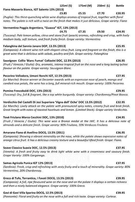 Menu at Enoteca Super Tuscan pub & bar, London