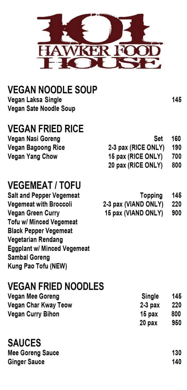 Menu at 101 Hawker Food House - Makati restaurant, Makati, 102