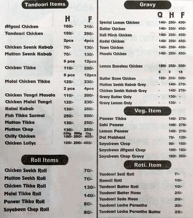 Menu at Sohan Chicken Corner, New Delhi, 136-A/4