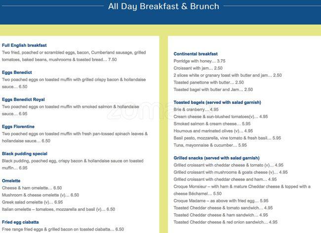 Menu at The Deli restaurant, Manchester, Didsbury House