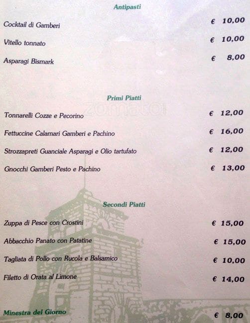 Menu da Antica Trattoria Pallotta pub & bar, Roma