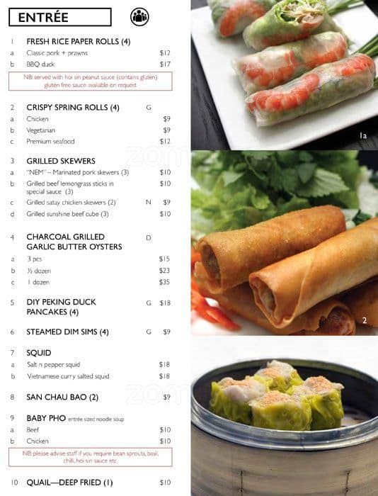Menu at Red Lotus restaurant, Fortitude Valley, 11 Duncan St