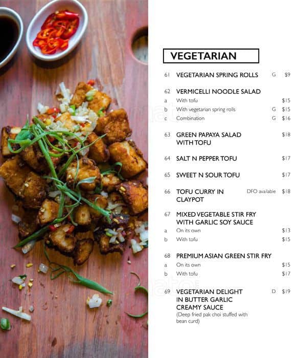 Menu at Red Lotus restaurant, Fortitude Valley, 11 Duncan St