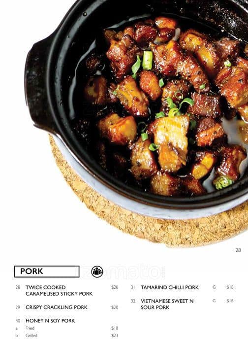 Menu at Red Lotus restaurant, Fortitude Valley, 11 Duncan St