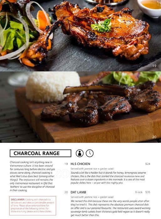 Menu at Red Lotus restaurant, Fortitude Valley, 11 Duncan St