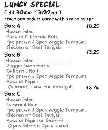 Menu at Hi Sushi restaurant, Surrey
