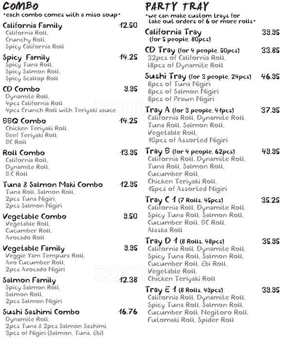 Menu at Hi Sushi restaurant, Surrey