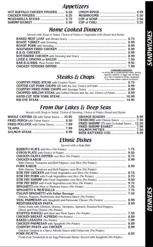 Menu at Paragon Restaurant, Indianapolis