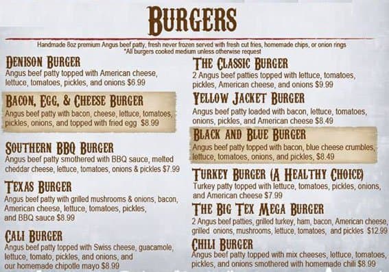 Menu at Country Garden Cuisine steakhouse, Denison