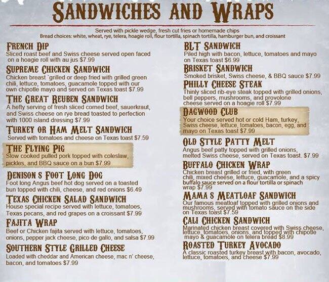 Menu at Country Garden Cuisine steakhouse, Denison